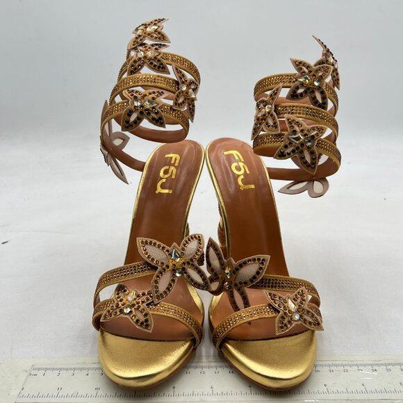 FSJ | Shoes | Fsj Gold Open Toe Party Shoes Rhinestone Butterfly ...